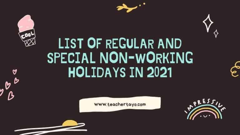 List of regular and special non-working holidays in 2021 - Teacher Tayo